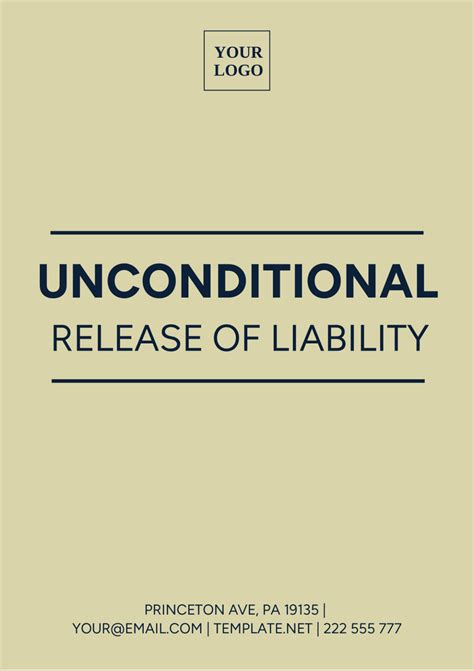 Free Unconditional Release Of Liability Template To Edit Online