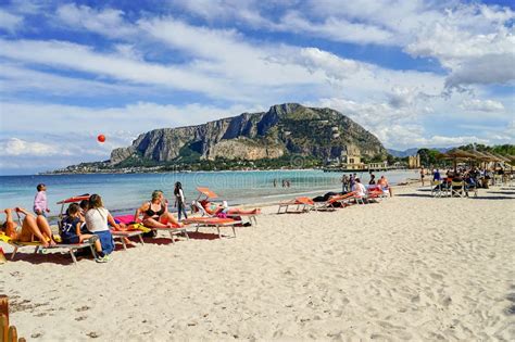 View Of Mondello Beach A Seaside Resort Near The City Center Of