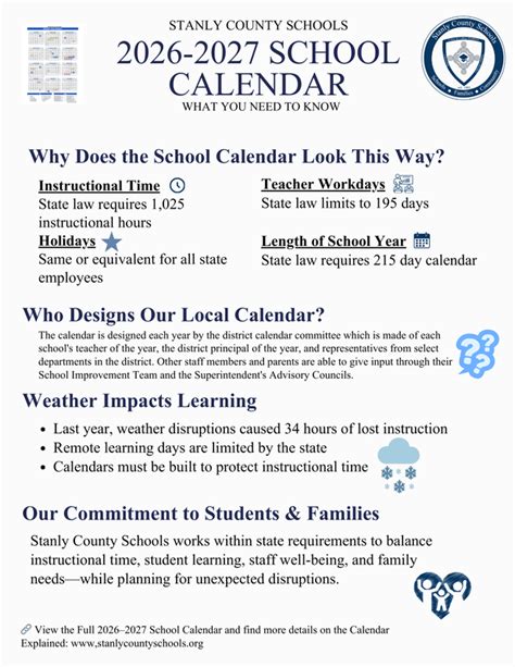 The 2026 2027 Stanly County Schools Calendar Is Here Stanly County