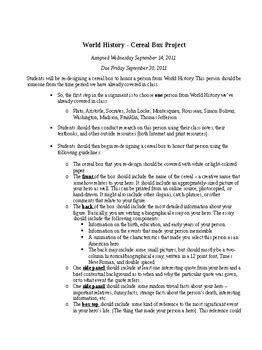 Cereal Box Project By Dr Step On It Teachers Pay Teachers