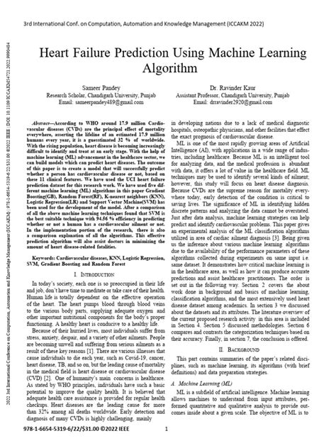Heart Failure Prediction Using Machine Learning Algorithm Pdf Machine Learning Support