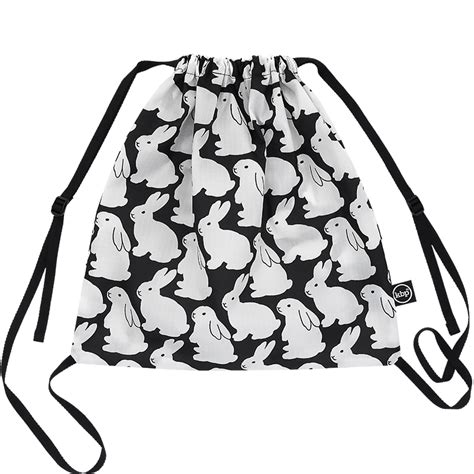 키티버니포니 Ripstop Little Black Bunnies String Backpack 립스탑 리틀 블랙 버니즈 스트링 백팩 위시버킷