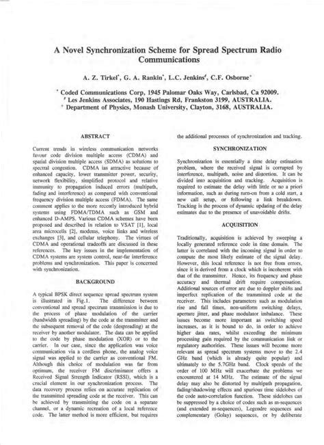 pdf a novel synchronization scheme for spread spectrum radio