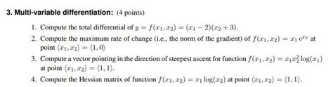 Solved 3 Multi Variable Differentiation 4 Points 1