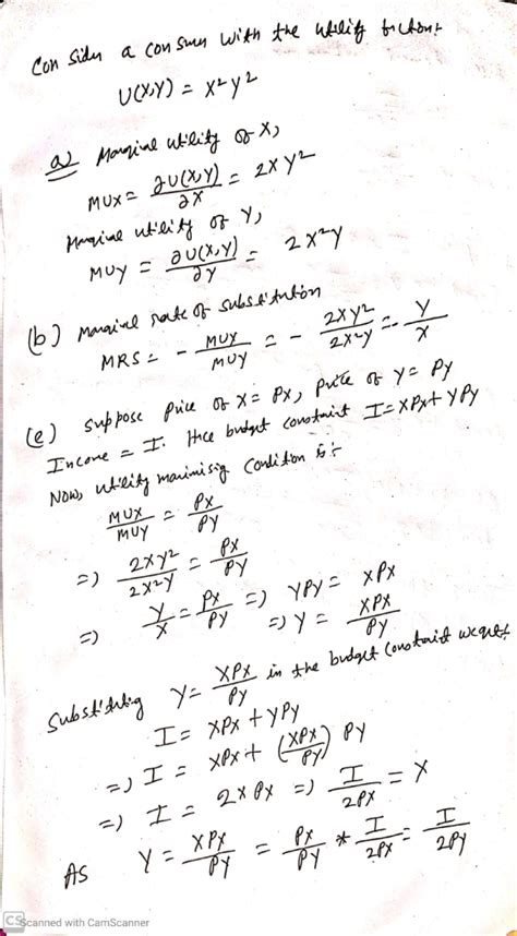 Consider A Consumer With The Utility Function Ux Y X2 Y2 This Consumer Has Wizedu