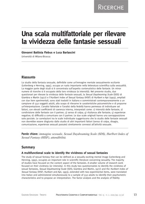 PDF A Multifunctional Scale To Identify The Vividness Of Sexual Fantasies