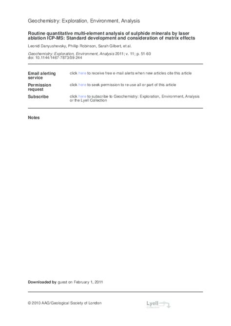 Pdf Routine Quantitative Multi Element Analysis Of Sulphide Minerals By Laser Ablation Icp Ms