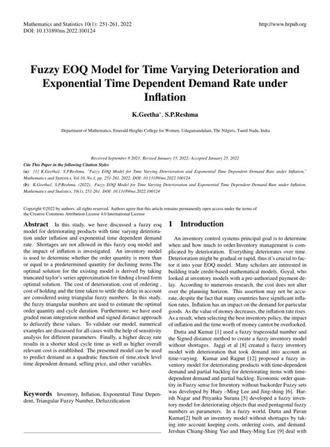 Pdf Fuzzy Eoq Model For Time Varying Deterioration And Exponential Time Dependent Demand Rate