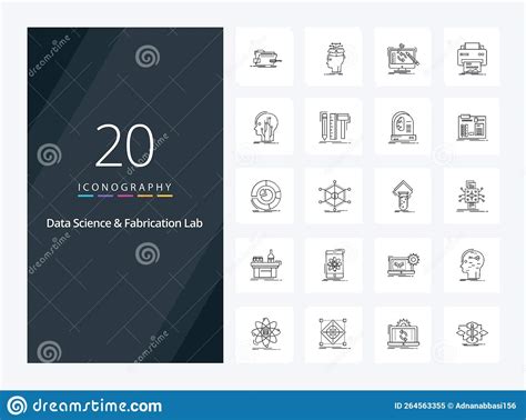 20 Data Science And Fabrication Lab Outline Icon For Presentation Stock Vector Illustration Of