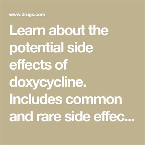 Learn About The Potential Side Effects Of Doxycycline Includes Common And Rare Side Effects