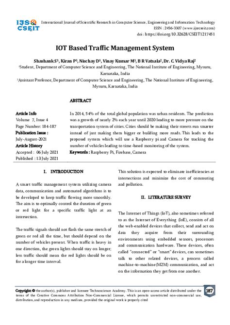 Pdf Iot Based Traffic Management System