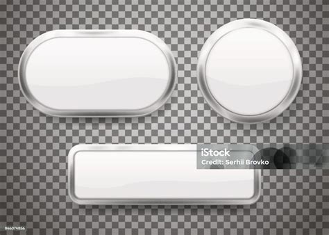 크롬 프레임을 투명 한 배경에 고립 된 버튼의 집합입니다 벡터 일러스트입니다 은색에 대한 스톡 벡터 아트 및 기타 이미지 은색 원형 3차원 형태 Istock