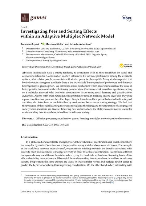 Pdf Investigating Peer And Sorting Effects Within An Adaptive Multiplex Network Model