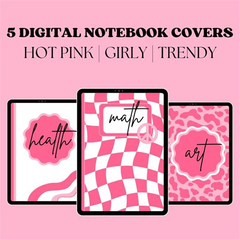 Girly Hot Pink Digital Notebook Covers 5 Stylish Designs For A Trendy