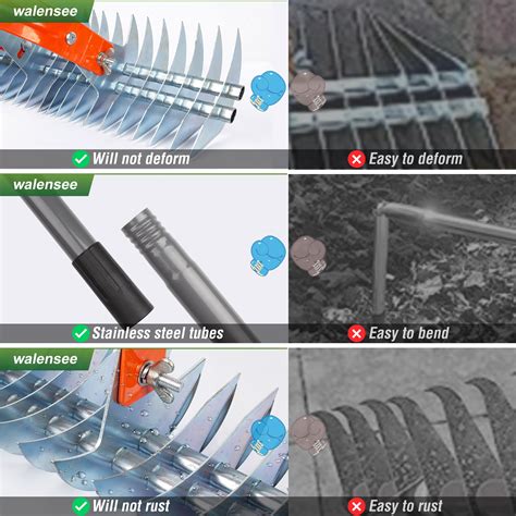 Walensee Thatch Rake 15 Inch Lawn Thatching Rake Robust Dethatcher R