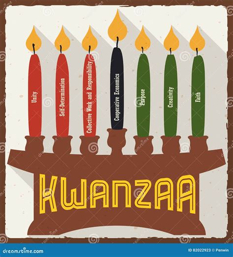 Seven Principles And Candles For Kwanzaa In Flat Style Vector