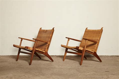 Pair Of Hans Wegner Ch 27 Chairs Carl Hansen And Son Denmark 1950s