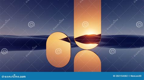 3d Render Surreal Panoramic Background Abstract Minimal Wallpaper Of Fantastic Landscape With