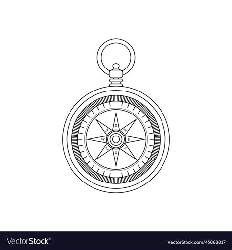 Compass Outline Icon On White Background Vector Image