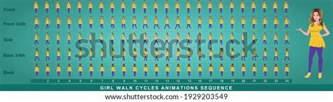 Girl Character Walk Cycle Animation Sequence Stock Vector Royalty Free 1929203549 Shutterstock