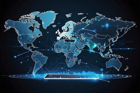 Premium Photo Global Network Security World Map Vector Illustration