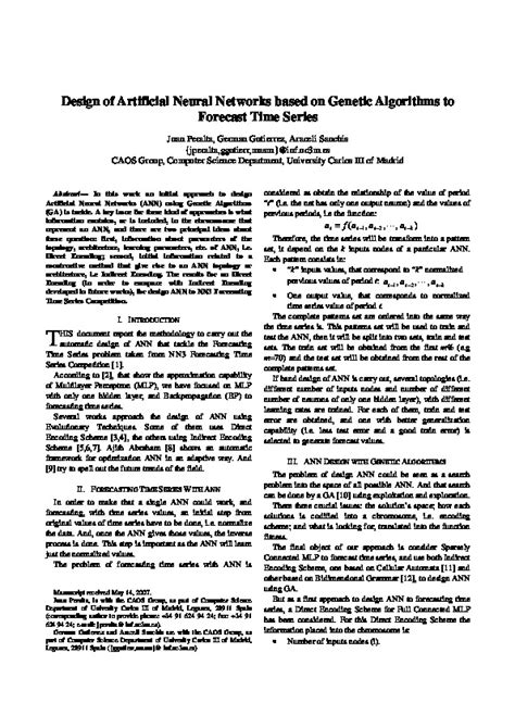 Design Of Artificial Neural Networks Based On Genetic Algorithms To