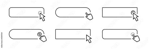 Click Here Button With Pointer Clicking Hand Pointer And Arrow Pointer