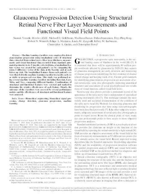 Pdf Glaucoma Progression Detection Using Structural Retinal Nerve Fiber Layer Measurements And