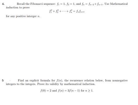 Solved 4 Recall The Fibonacci Sequence F1 1 2 1 And