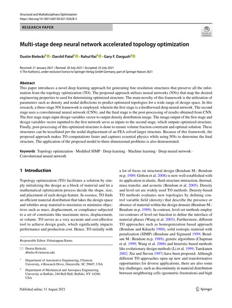 Pdf Multi Stage Deep Neural Network Accelerated Topology Optimization
