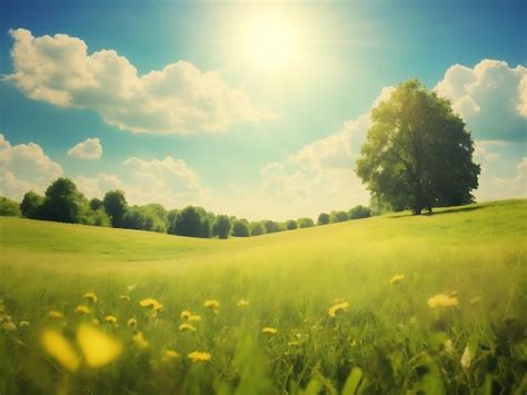 Premium Ai Image Photo Sunny Day On The Meadow Environmental Backgrounds