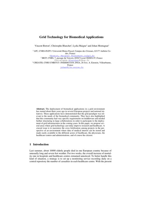 PDF Grid Technology For Biomedical Applications