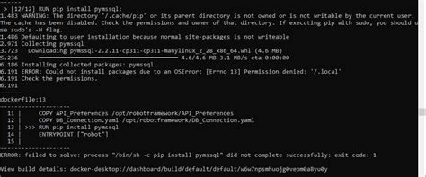 got error when install pymssql library in docker browser robot