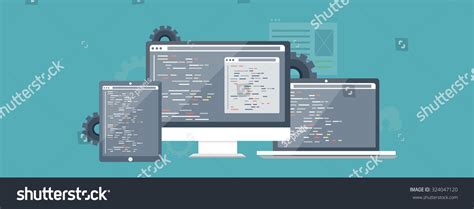 Programming Coding Backgroundflat Designprogram Source Codesoftware Stock Illustration 324047120