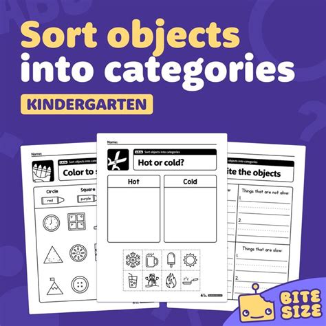 sort objects into categories worksheets and centers kindergarten classify words activities for