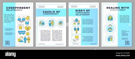 Blue Brochure With Codependent Relationship Thin Line Icons Stock Vector Image And Art Alamy
