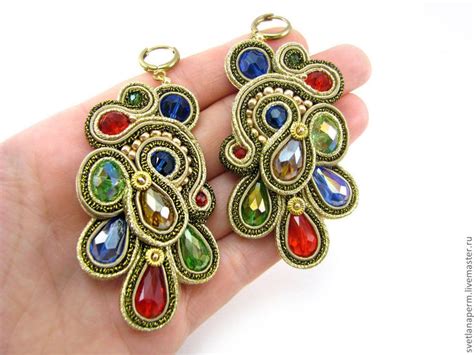 Колье и серьги 'Павлин' | Bijoux, Boucles, Soutache