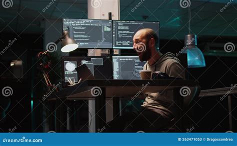 Software Developer Celebrating Coding Achievement And Typing