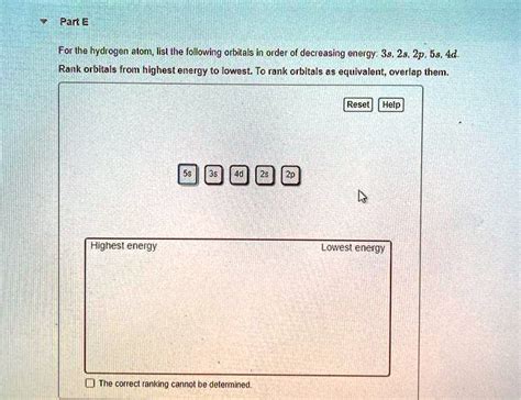 Part E For The Hydrogen Atom Ilist Ihe Following Orbitals In Order Of