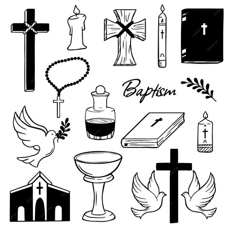 Premium Vector Black Set Of Baptism Related Icons Christian Religion