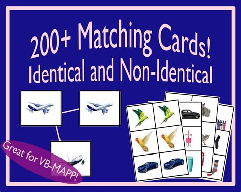 200 Matching Cards Identical And Non Identical Vb Mapp Stimuli Etsy