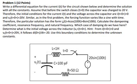 Solved Write A Differential Equation For The Current I T