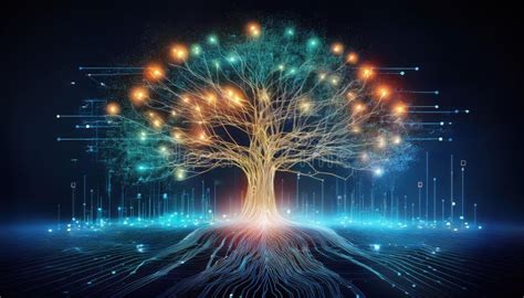 Symbolic Tree With Glowing Data Points Branching Into Charts Graphs And Neural Pathways