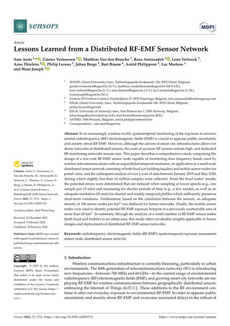PDF Lessons Learned From A Distributed RF EMF Sensor Network