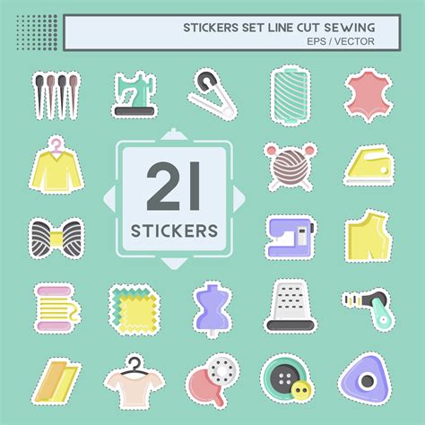 Sticker Line Cut Set Sewing Suitable For Education Symbol Simple