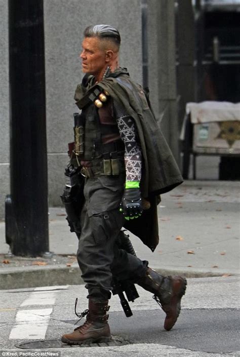Josh Brolin Seen As Cable For First Time On Deadpool 2 Set Daily Mail