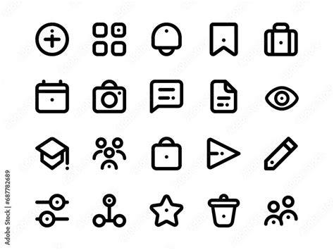 User Interface Icon Pack Outline Style Material Icon Collection Perfect For Websites Landing