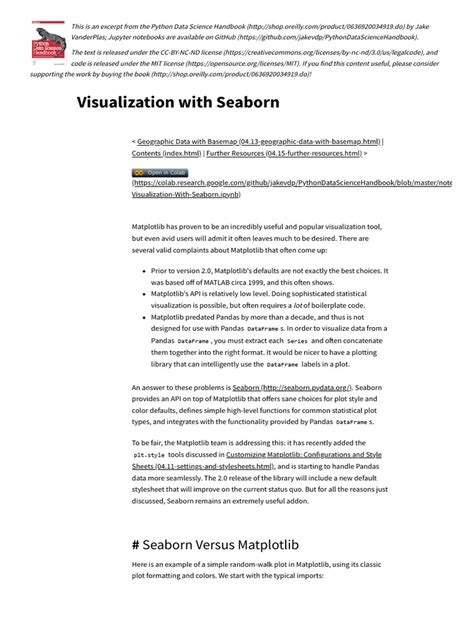 Visualization With Seaborn Python Data Science Handbook Pdf Histogram Computing