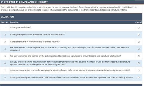 21 Cfr Part 11 Compliance Checklist [downloadable Pdf And Xls]