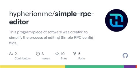 Github Hypherionmcsimple Rpc Editor This Programpiece Of Software